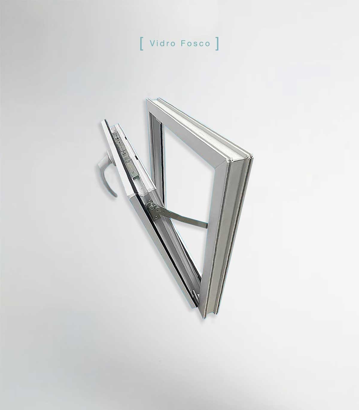 Janela PVC 60x40cm Basculante Vidro Duplo Fosco Liso