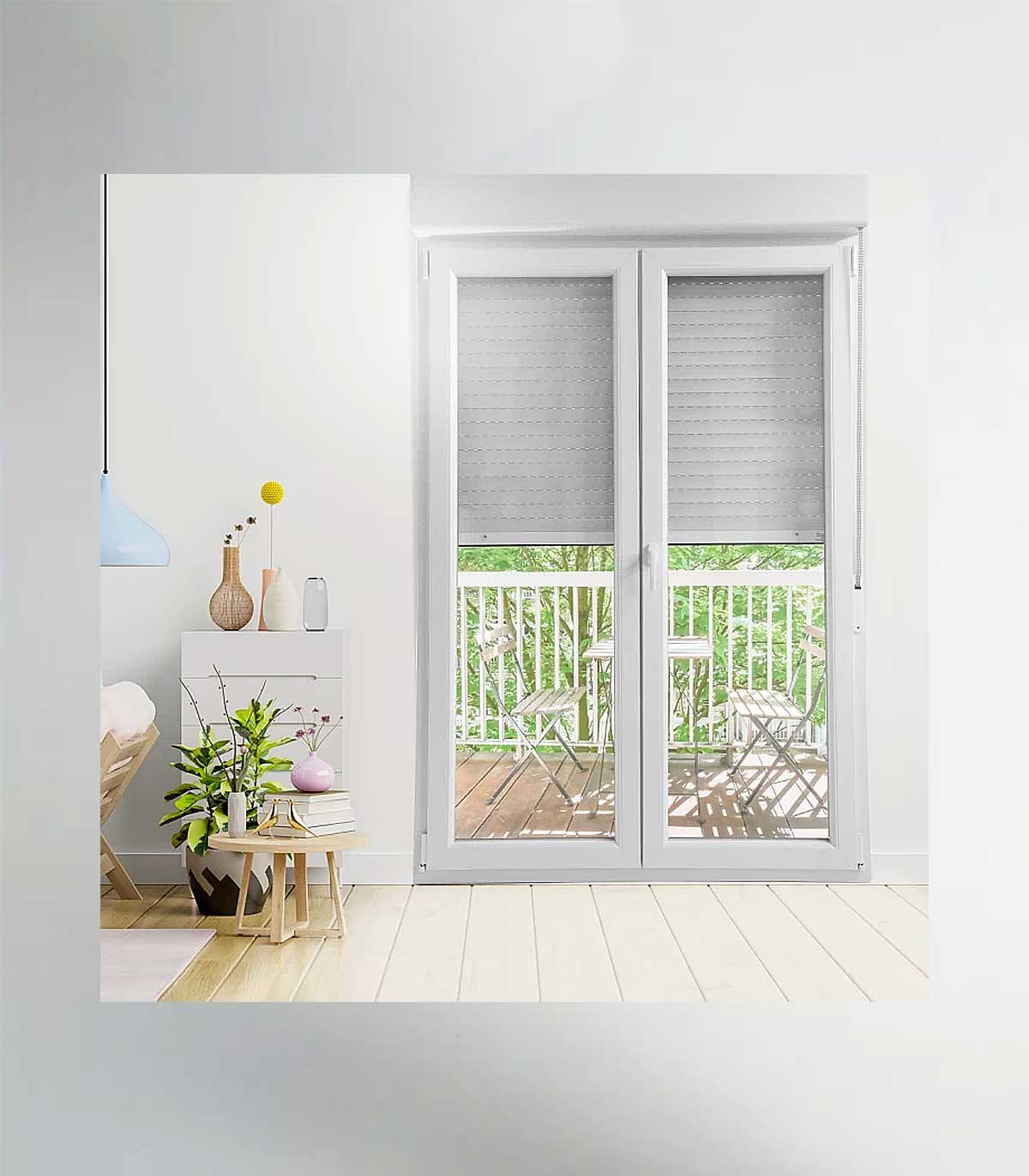 Porta Janela PVC Oscilobatente 150x218,5cm com Estore Vidro Duplo Aluplast