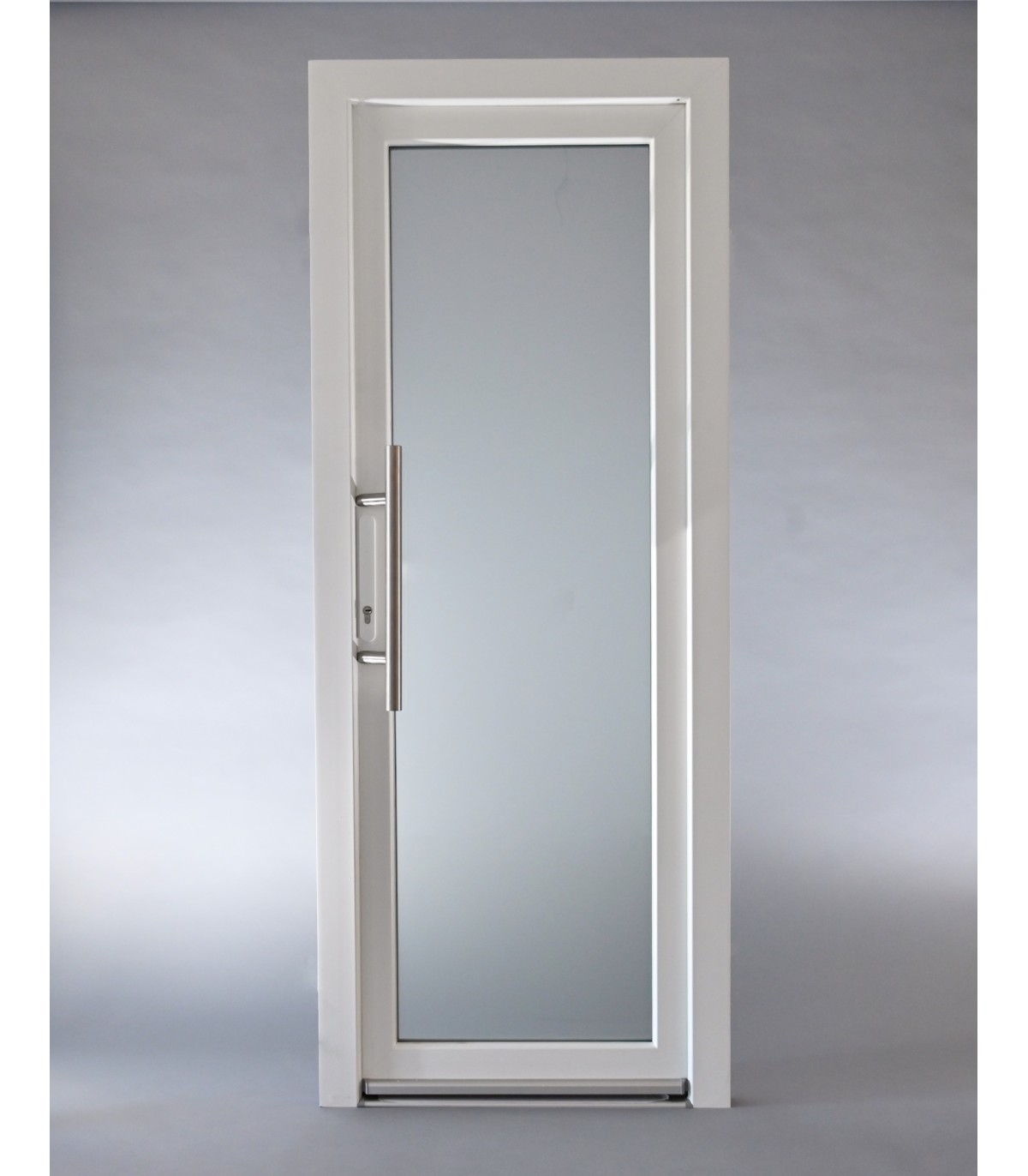 Porta Exterior Aluplast PVC Vidro Fosco 80x200cm Branca Direita