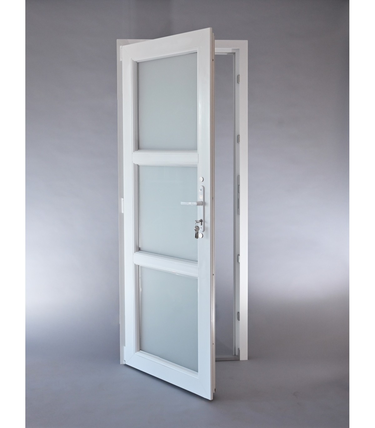 Porta Exterior Aluplast PVC Vidro Fosco H3 80x200cm Branca Direita