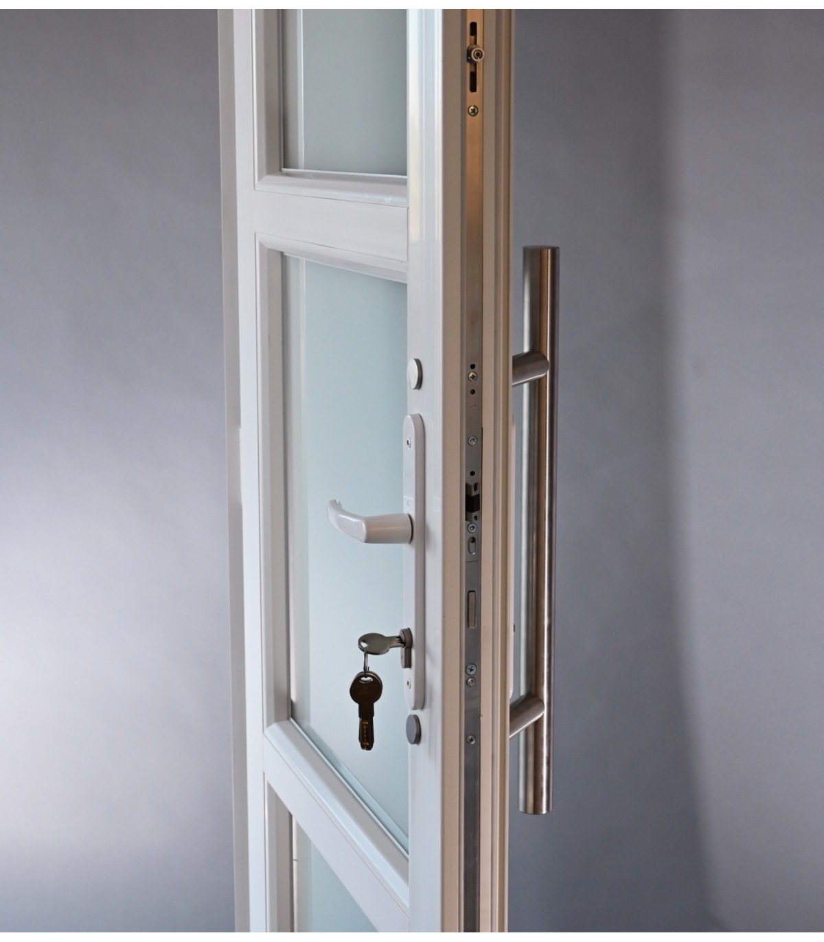 Porta Exterior Aluplast PVC Vidro Fosco H3 90x200cm Branca Direita