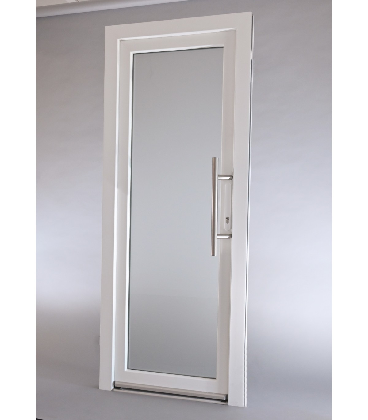 Porta Exterior PVC Vidro Fosco Por Medida Branca Esquerda